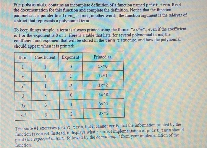 Solved File polynomial.c contains an incomplete definition | Chegg.com