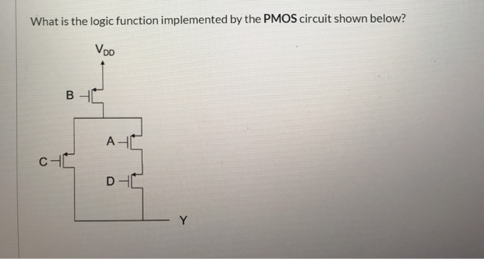 Solved What is the logic function implemented by the PMOS | Chegg.com
