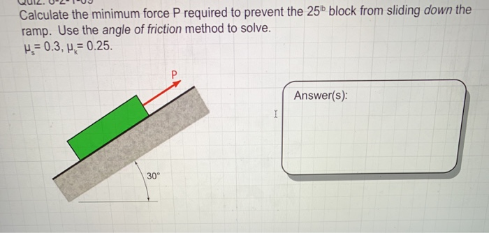 Solved Calculate The Minimum Force P Required To Prevent The