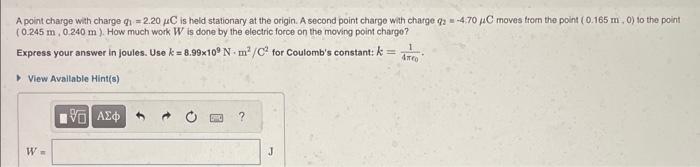 Solved A point charge with charge q1=2.20μC is held | Chegg.com