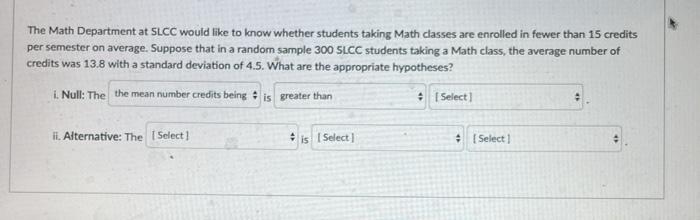 Solved The Math Department at SLCC would like to know | Chegg.com