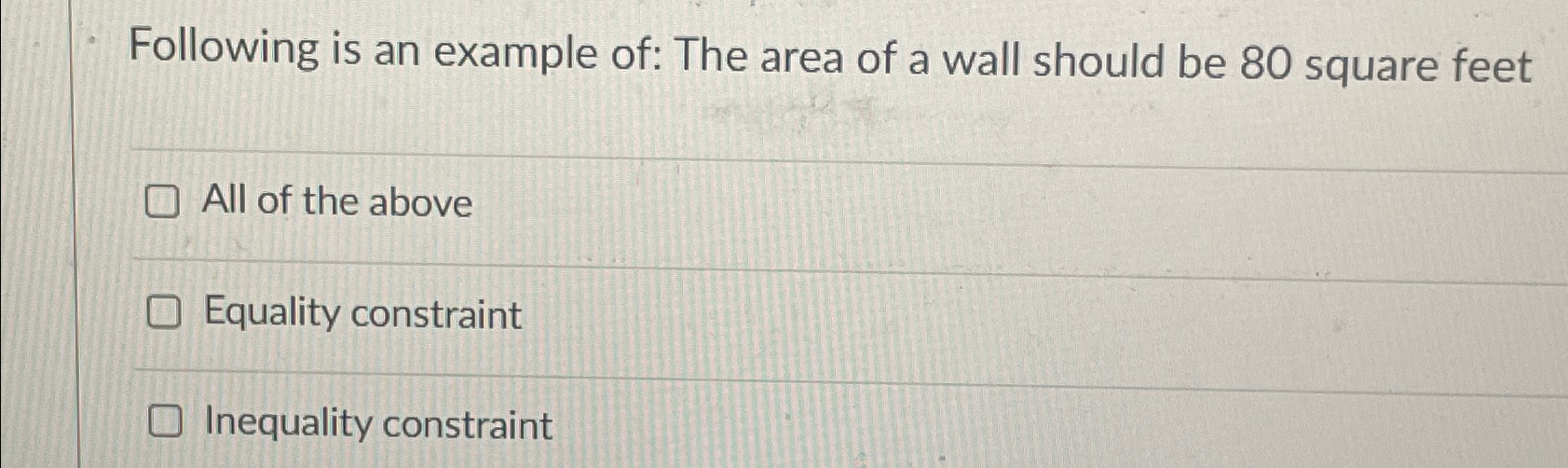 Solved Following is an example of: The area of a wall should | Chegg.com
