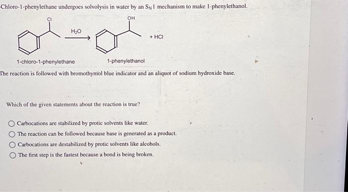Solved Chloro-1-phenylethane undergoes solvolysis in water | Chegg.com