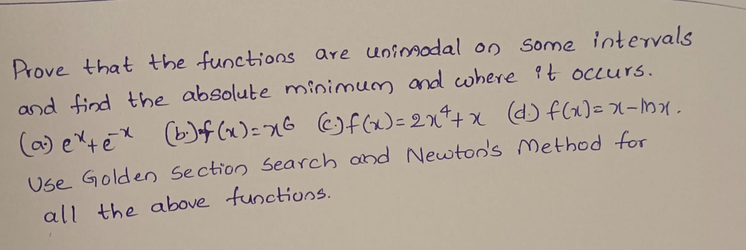 Solved Prove that the functions are uninoodal on some | Chegg.com