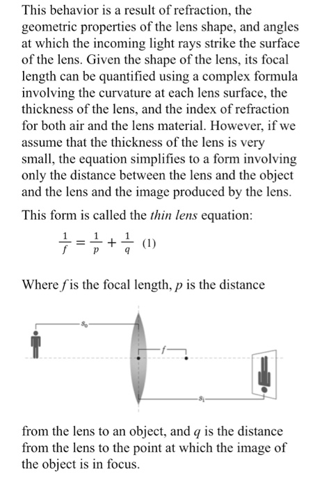 Solved Focal Length of a Converging Lens Objective Use the | Chegg.com