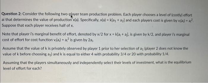Solved Question 2: Consider the following two-player team | Chegg.com