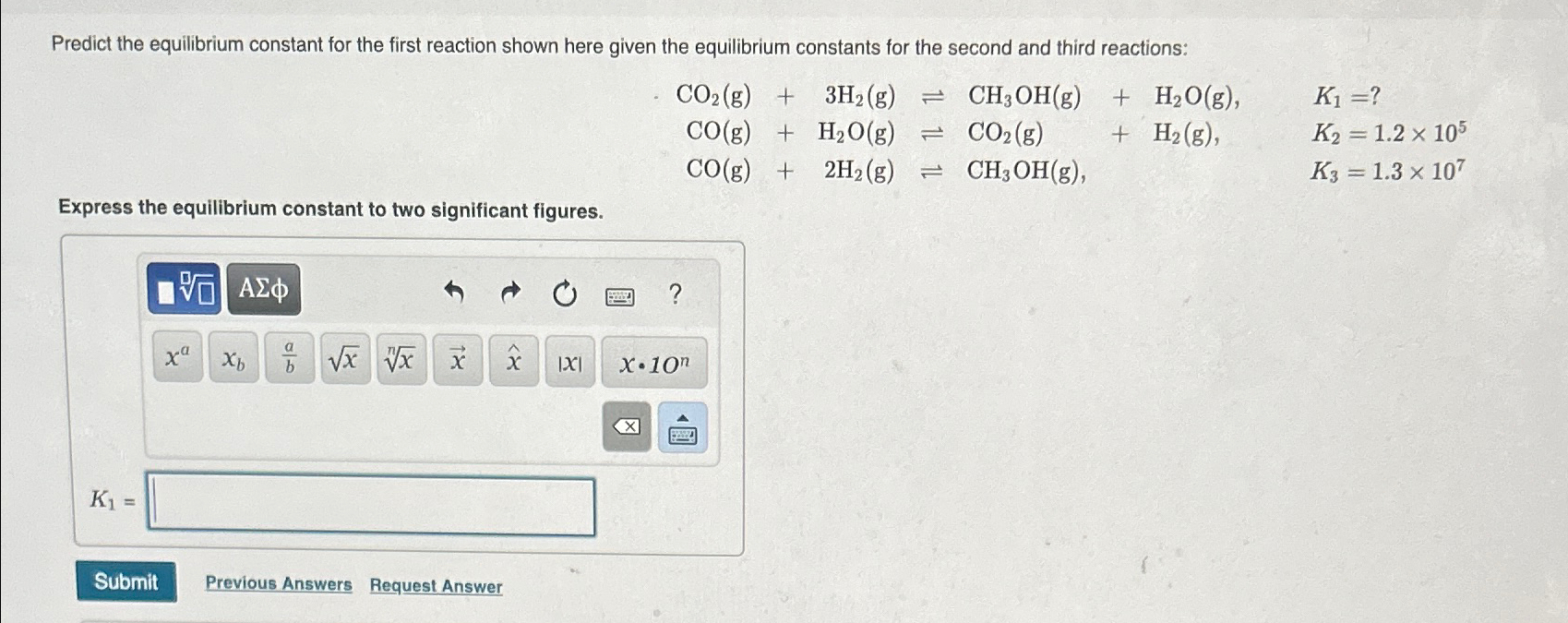 Solved Predict The Equilibrium Constant For The First