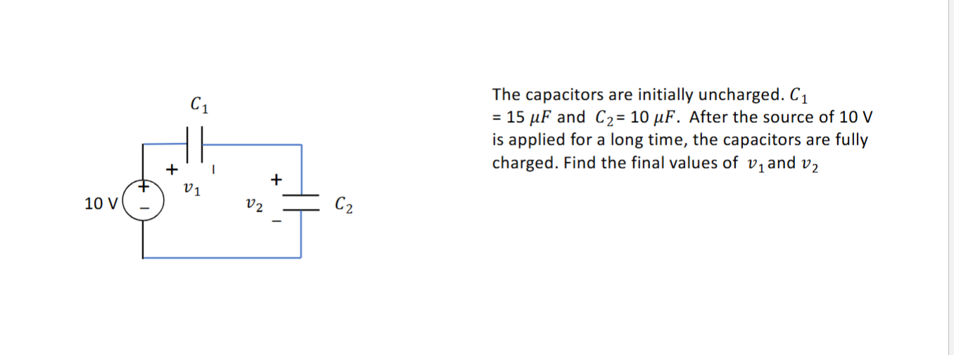 Solved The capacitors are initially uncharged. C1=15μF ﻿and | Chegg.com