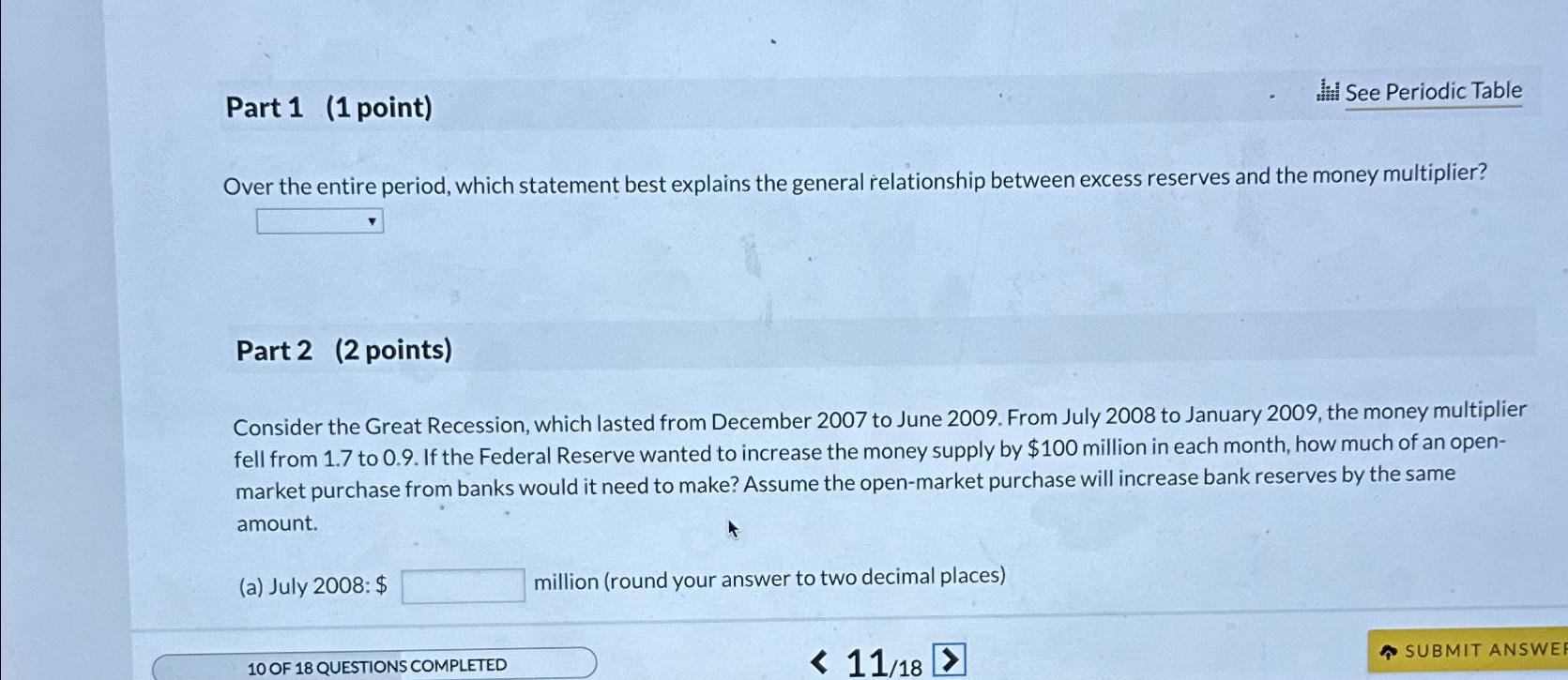 Solved Part 1 (1 ﻿point)See Periodic TableOver the entire | Chegg.com