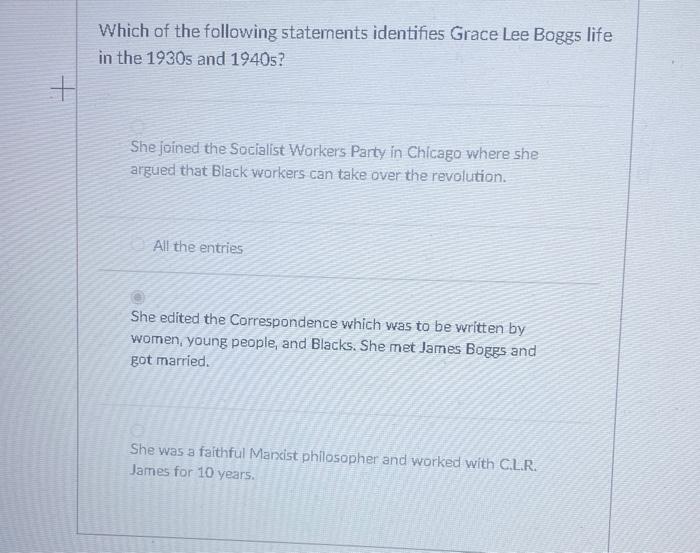 Which of the following statements identifies Grace | Chegg.com