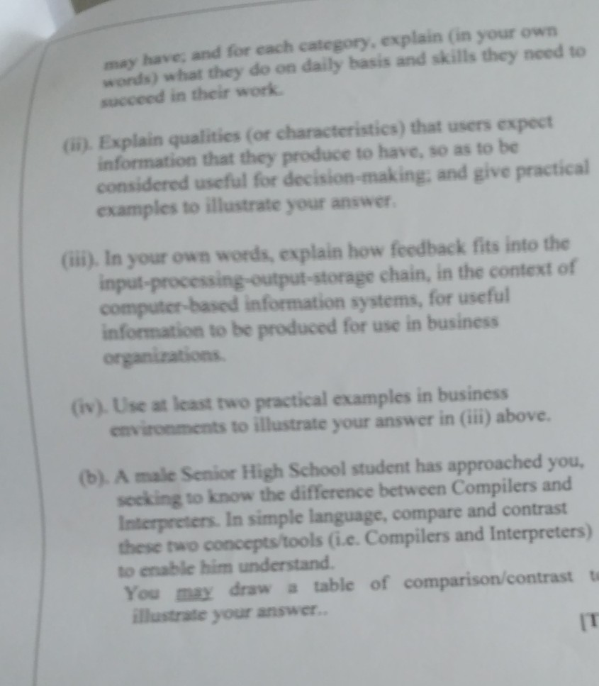 Question 4 (a). Information system professionals in | Chegg.com