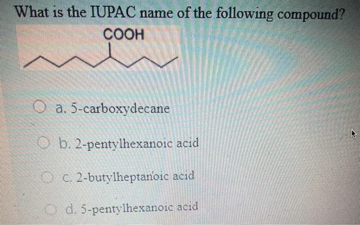 Solved What is the IUPAC name of the following compound? | Chegg.com