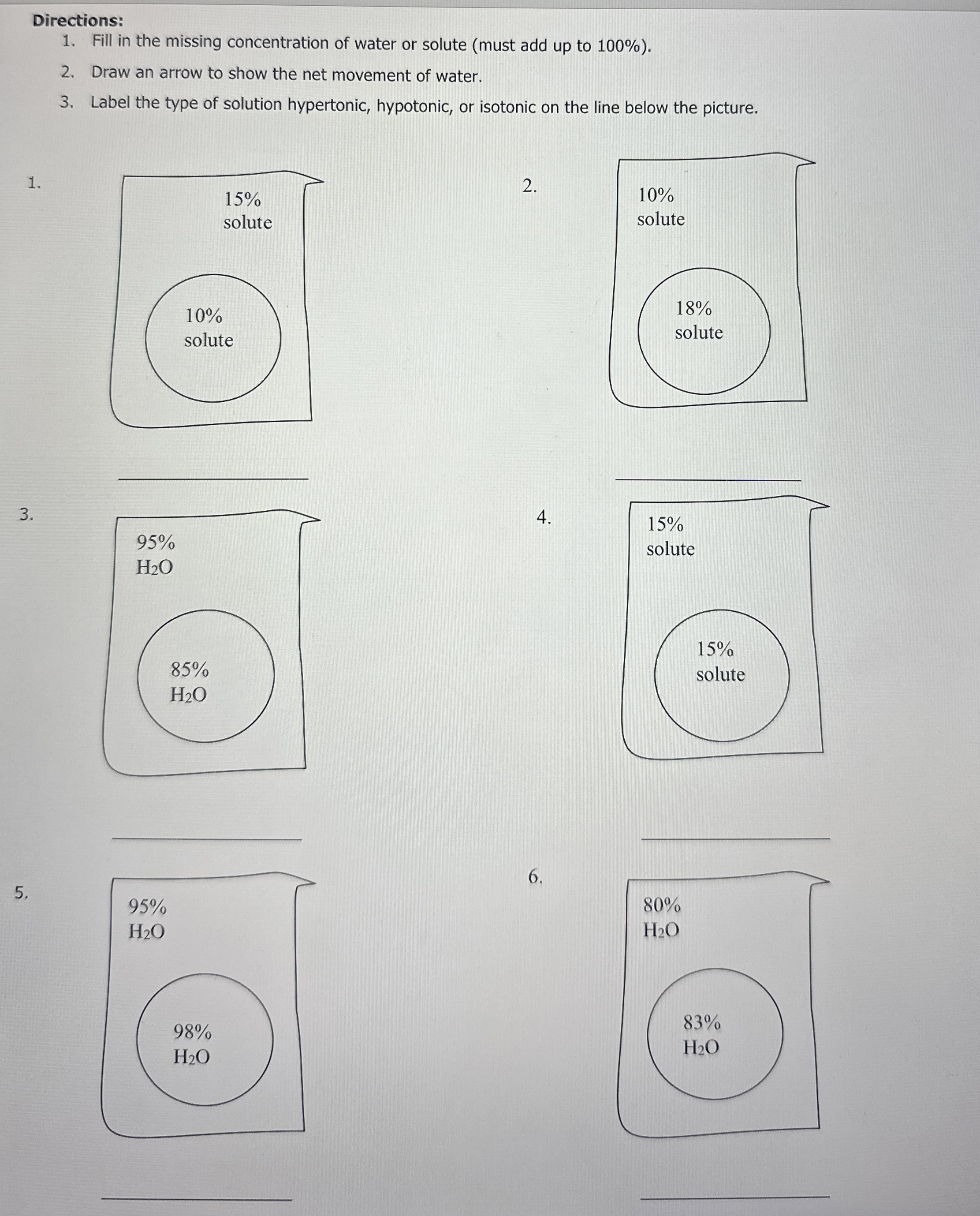 Directions:Fill in the missing concentration of water | Chegg.com
