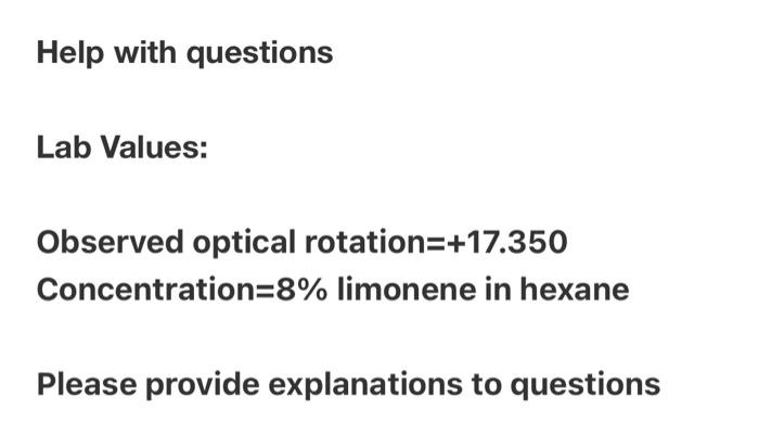 Help with questions Lab Values: Observed optical | Chegg.com