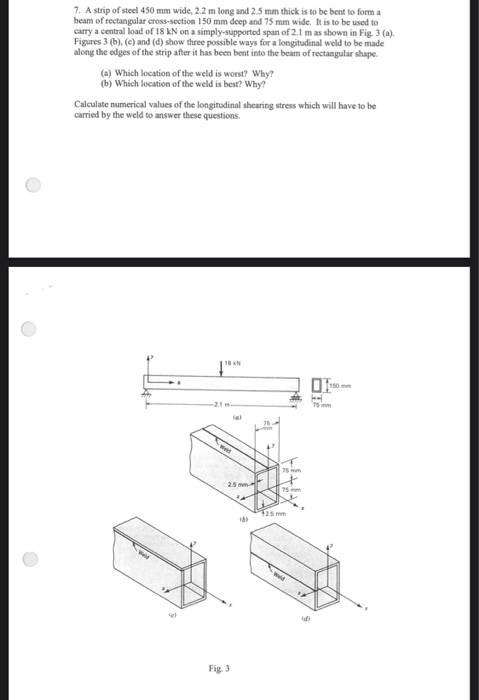 Solved 7. A strip of steel 450 mm wide, 2.2 m long and 2.5 | Chegg.com