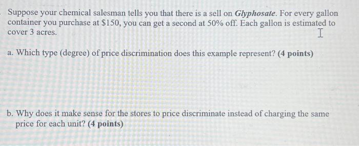 Solved 3. Suppose your chemical salesman tells you that | Chegg.com