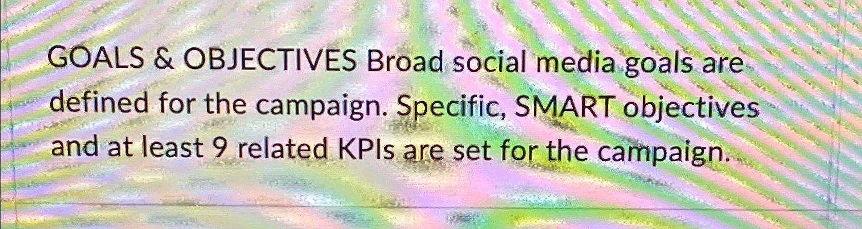 Solved GOALS & OBJECTIVES Broad social media goals are | Chegg.com