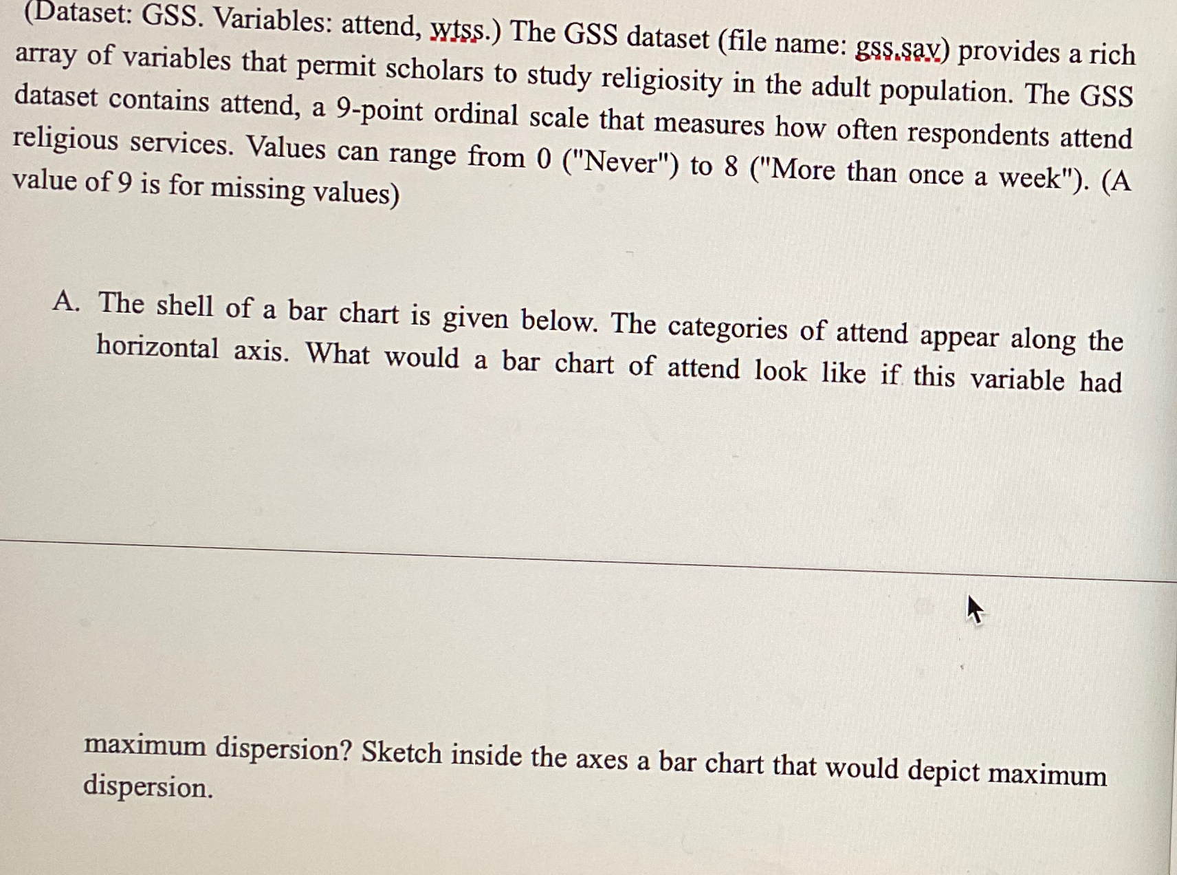 Solved Dataset Gss Variables Attend Wtss The Gss