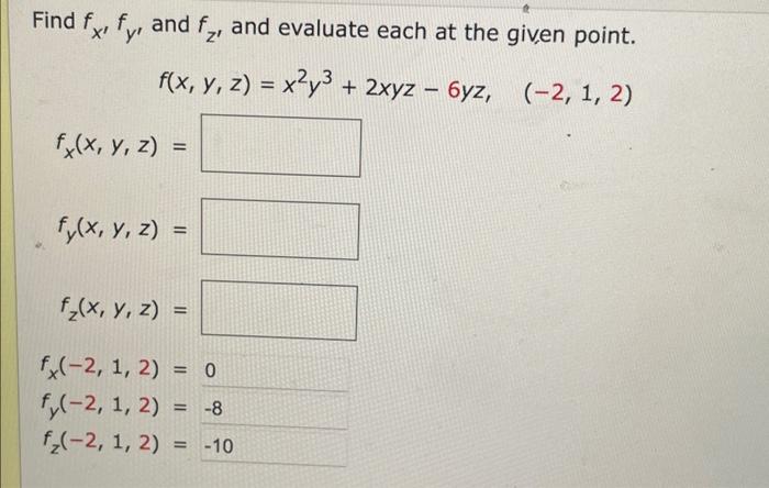 Solved Find fx′fy′ and fz′ and evaluate each at the given | Chegg.com