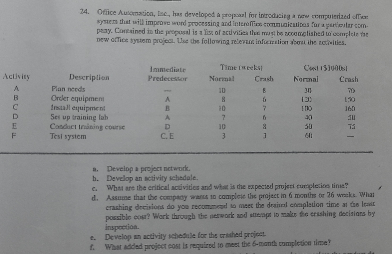 Solved Office Automation, Inc., has developed a proposal for | Chegg.com
