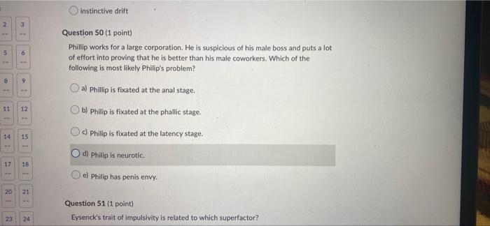 Solved Instinctive drift 2 3 5 6 Question 50 (1 point) | Chegg.com