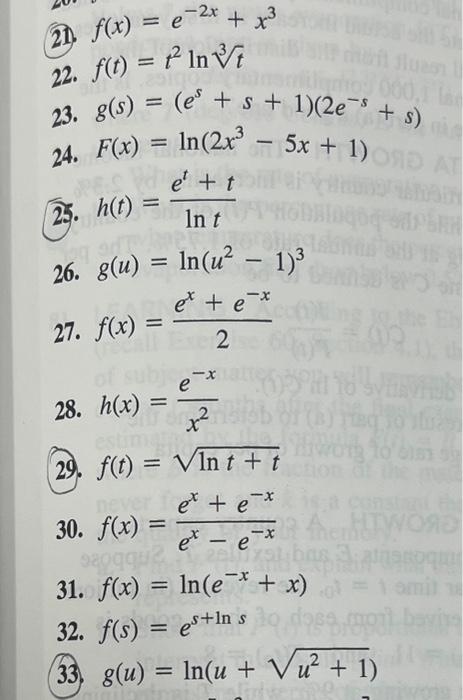 Solved f(x)=e-2x+x3f(t)=t2lnt3g(s)=(es+s+1)(2e-s+s)F(x)=ln(2 | Chegg.com