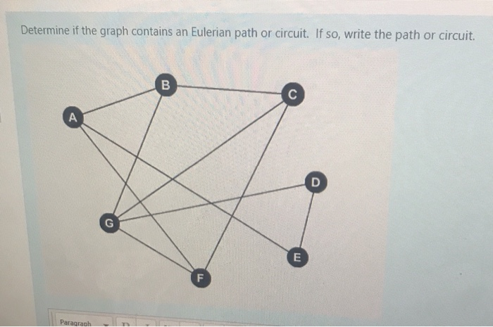 Solved Determine if the graph contains an Eulerian path or | Chegg.com