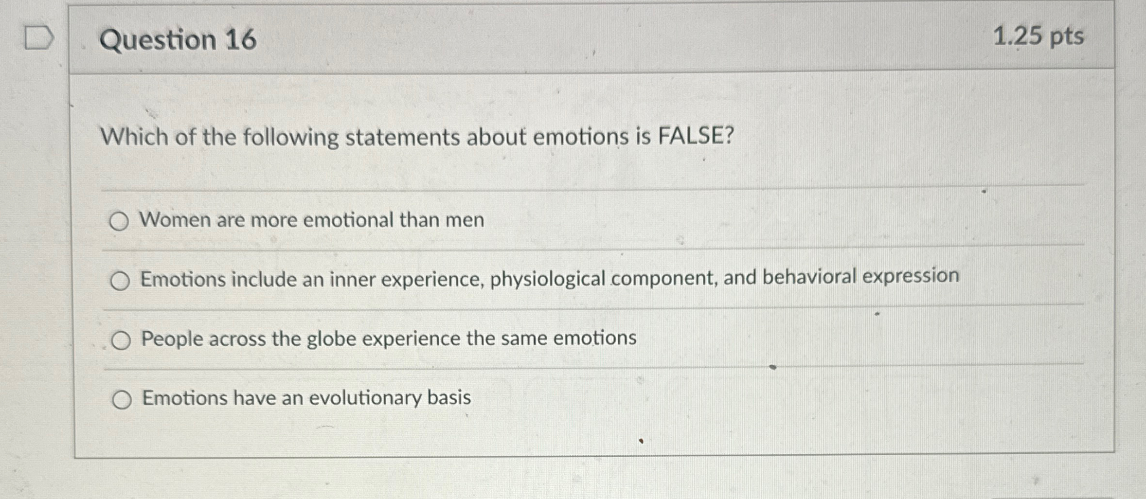 Solved Question 161.25ptsWhich of the following statements | Chegg.com