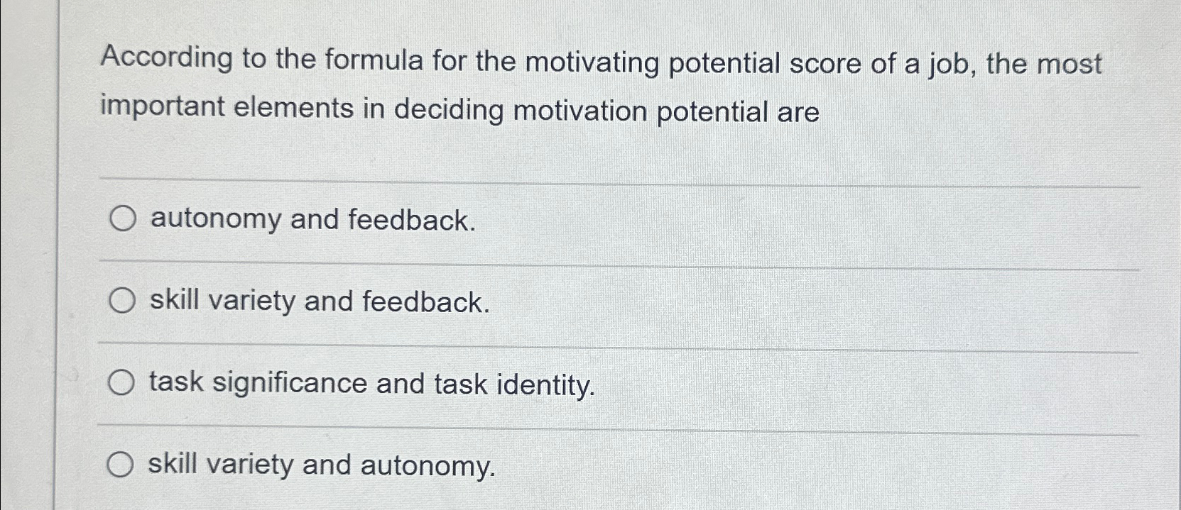 Solved According to the formula for the motivating potential | Chegg.com