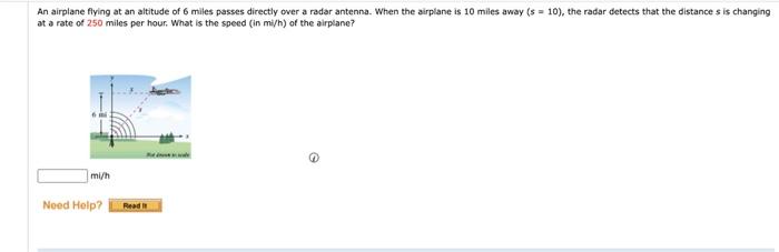 Solved An airplane flying at an altitude of 6 miles passes | Chegg.com