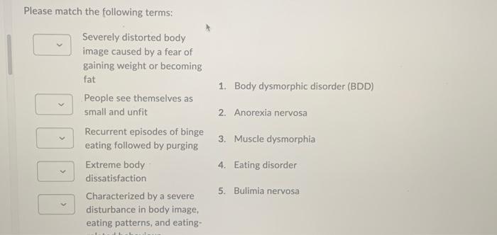 Solved Please match the following terms: Severely distorted | Chegg.com