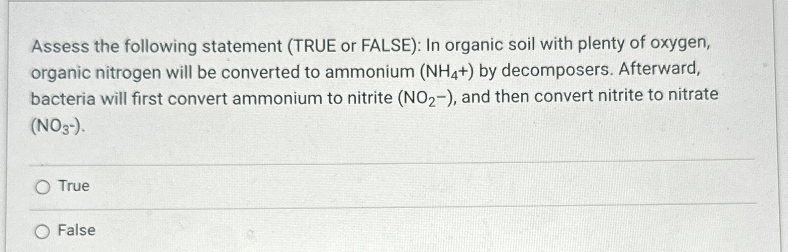 Solved Assess the following statement (TRUE or FALSE): In | Chegg.com