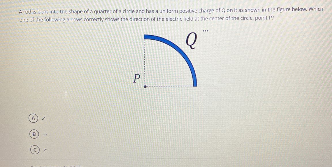Solved A rod is bent into the shape of a quarter of a circle | Chegg.com