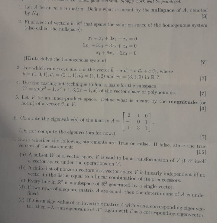 Solved Let A ﻿be an m×n ﻿matrix. Define what is meant by the | Chegg.com