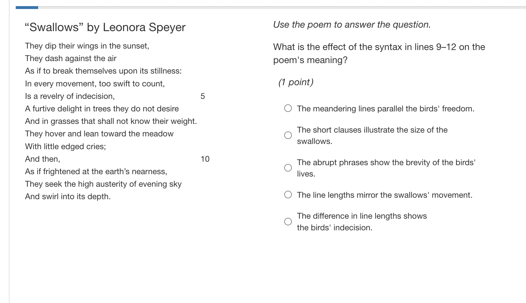 Solved "Swallows" by Leonora SpeyerThey dip their wings in | Chegg.com