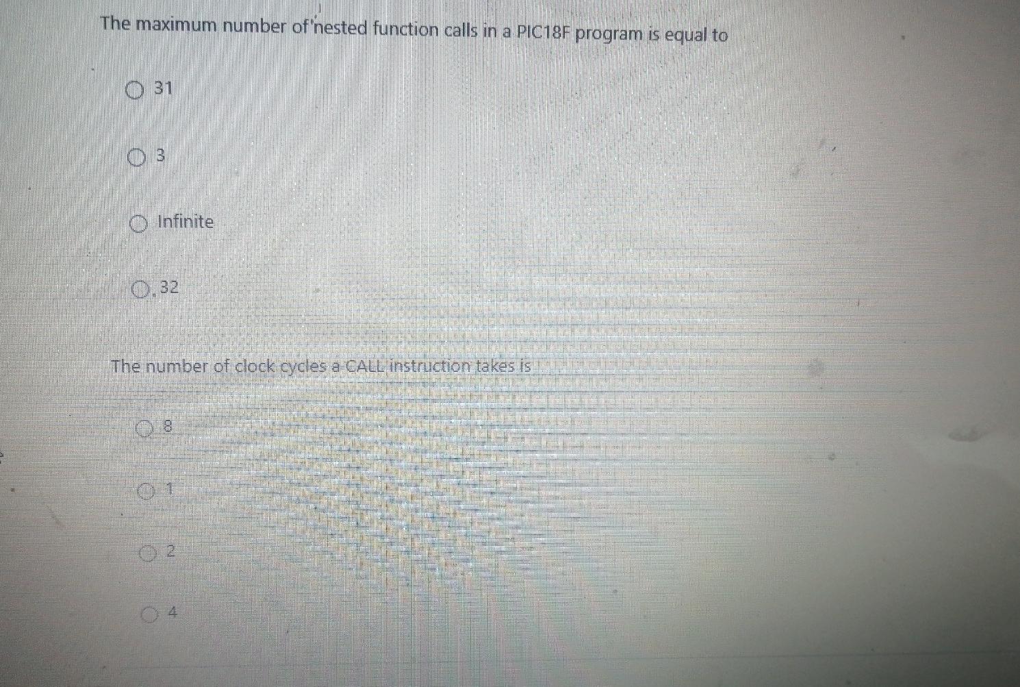 Solved The maximum number of 'nested function calls in a | Chegg.com