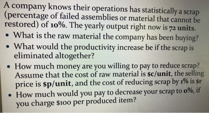 Solved A company knows their operations has statistically a | Chegg.com
