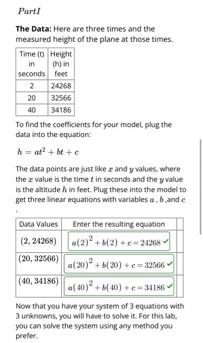 Solved The Data: Here are three times and the measured | Chegg.com