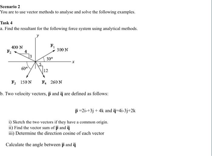 Solved Scenario 2 You are to use vector methods to analyse | Chegg.com
