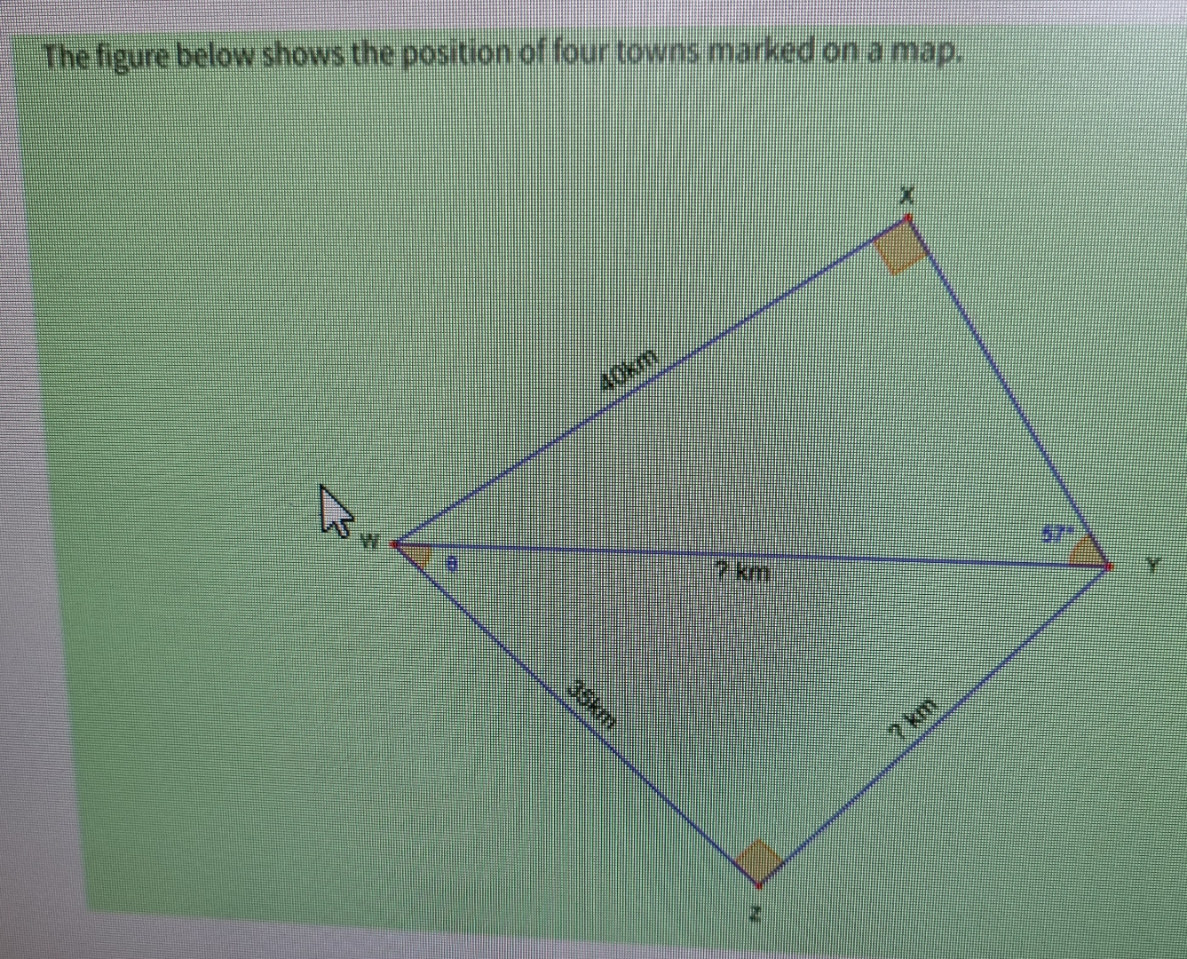 Solved The figure below shows the position of four towns | Chegg.com