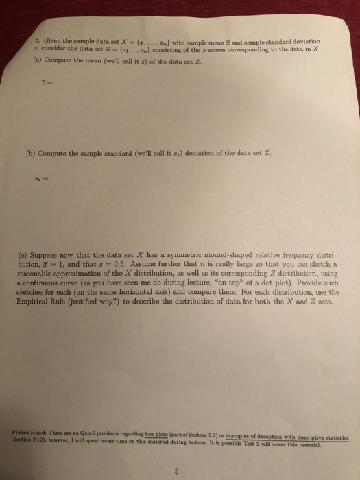 Solved 5. Given the sample data set X s, consider the data | Chegg.com