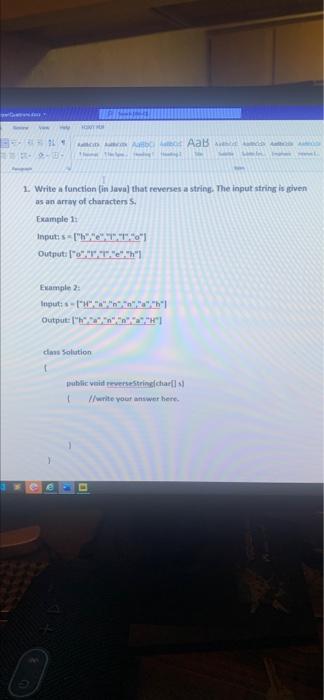 Solved OM Аав 1. Write a function (in duva) that reverses a | Chegg.com