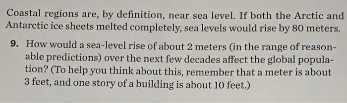 Solved Coastal regions are, by definition, near sea level. | Chegg.com