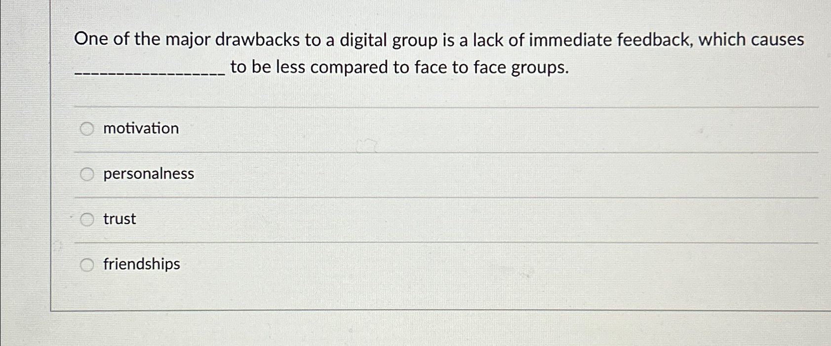 Solved One of the major drawbacks to a digital group is a | Chegg.com