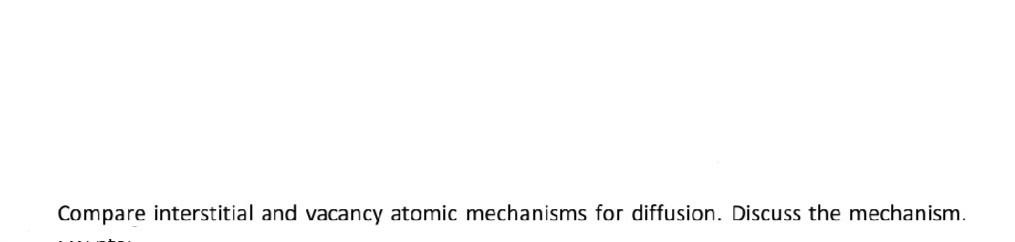 Solved Compare interstitial and vacancy atomic mechanisms | Chegg.com