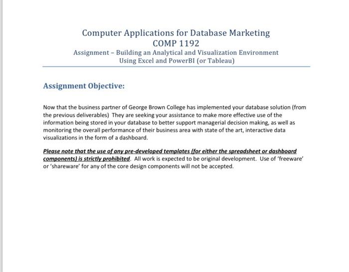 Solved Computer Applications for Database Marketing COMP | Chegg.com