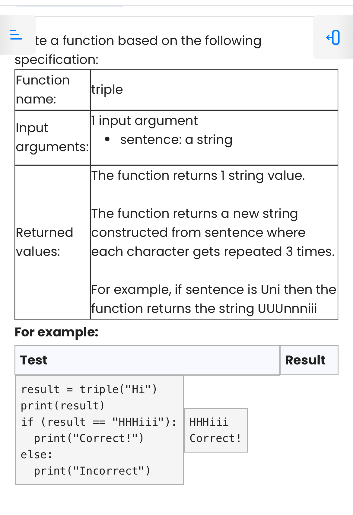 Solved 三 ﻿te a function based on the following | Chegg.com