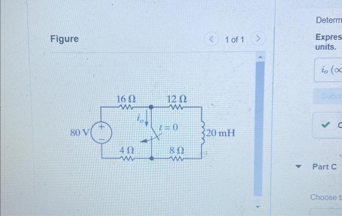 Solved The switch in tho circuit (Eigure.1) has beon open | Chegg.com
