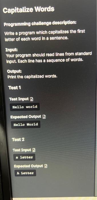 Solved Capitalize Words Rrogramming challenge description: | Chegg.com