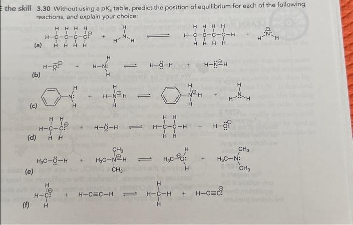 Solved e skill 3.30 Without using a pKa table, predict the | Chegg.com